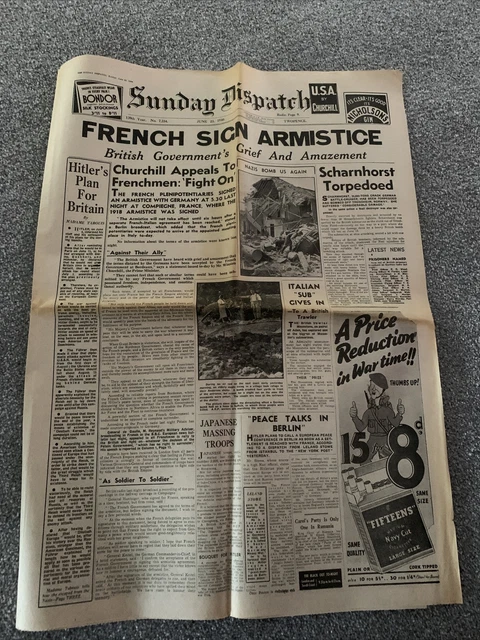 SUNDAY DISPATCH WWII NEWSPAPER JUNE 1940 The War Papers Part 8 £4.00 ...