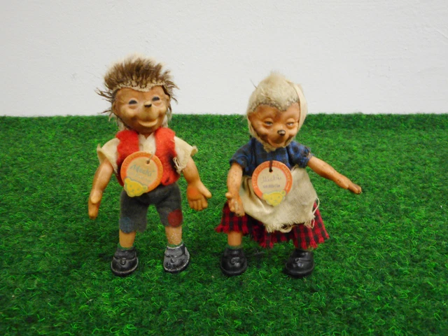 STEIFF MECKI UND Micki 9 cm Guter Zustand ohne Knopf Fahne mit Schild ...