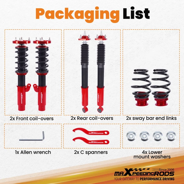24 WAY ADJUSTABLE Damper Coilover Kit for BMW E46 330i 320d 320i 325i 330d 98-05 $636.73 ...