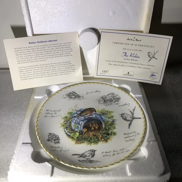 WEDGWOOD DANBURY MINT The Robin Decorative Plate Birdwatchers Notebook ...