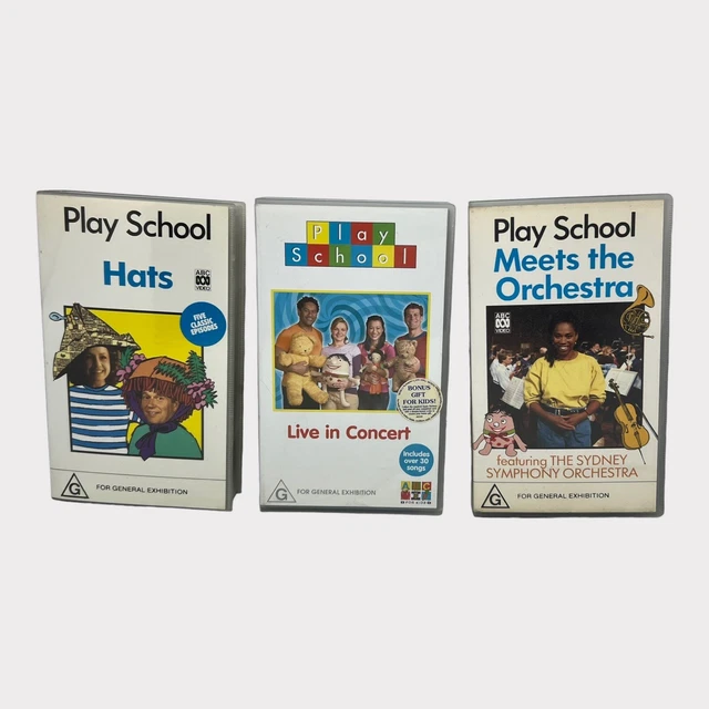 PLAY SCHOOL 3X VHS Tape Bundle (Hats + Live in Concert + Meets the ...