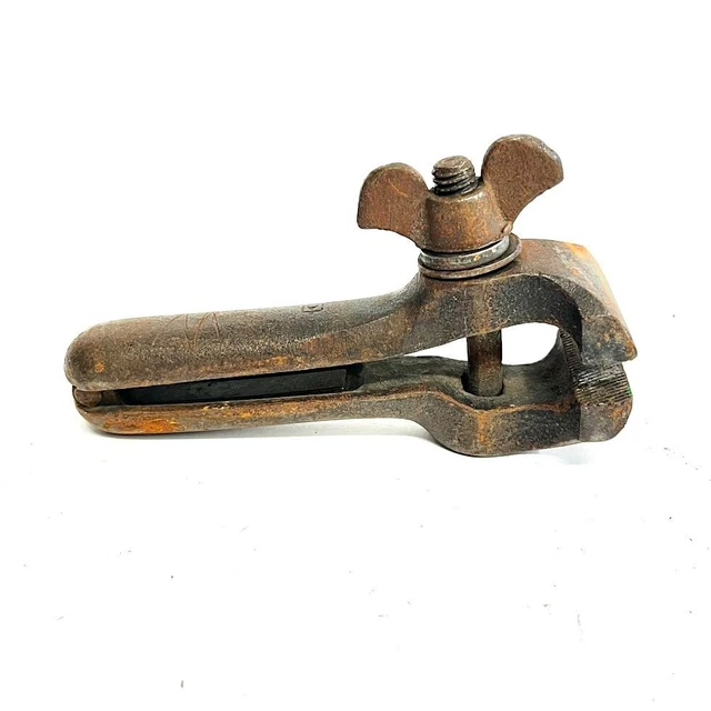 VINTAGE STEEL METAL Hand Clamp Screw Adjustable Vise Cast Iron Two Jaws ...