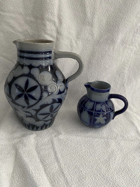 ANCIEN XXÈME DEUX pichet en grès d'Alsace Betschdorf décoré EUR 14,00 - PicClick FR