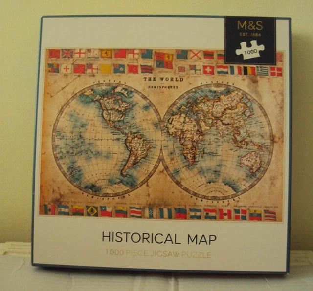 M&S HISTORICAL GLOBE World Map & Flags 1000 Piece Jigsaw Puzzle Brand ...