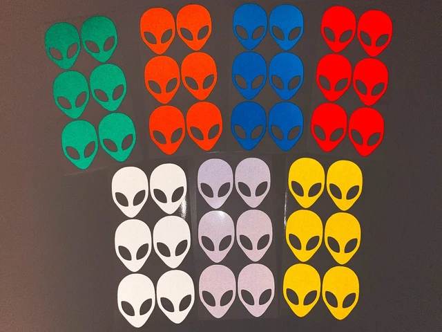 VELOVIZ REFLECTIVE ALIEN Head Bicycle Motorcycle Bike Helmet Stickers ...