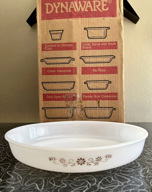 NEW DYNAWARE 10” X 8” Oval Open Roaster Casserole PYR-O-REY Brown Daisy ...