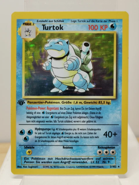POKEMON CARD - Turtok/Blastoise - Holo 1 Edition - 2/102 - (German ...