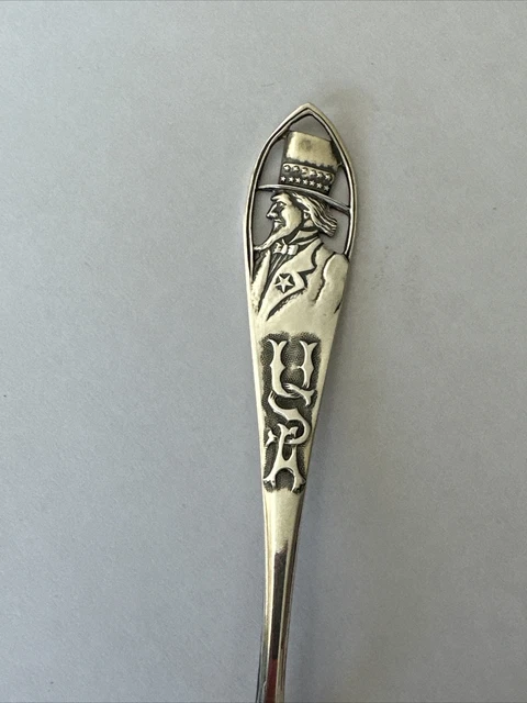 ANTIQUE STERLING SILVER Spoon Army Regiment Wwi Uncle Sam Usa £78.21 ...