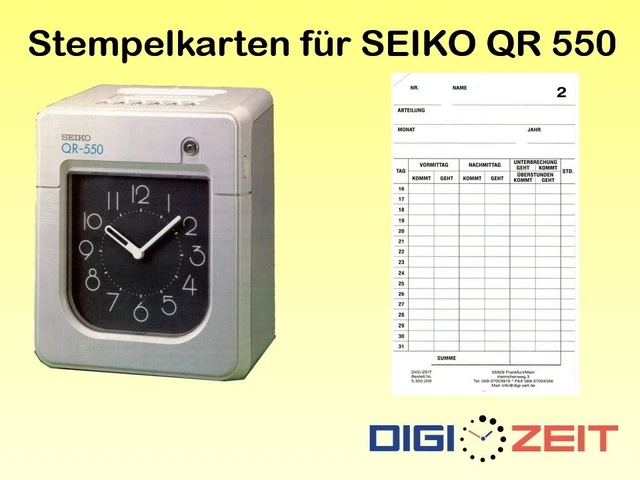 STEMPELKARTEN FÜR SEIKO QR 550 je Pack 100 Stück EUR 24,99 - PicClick DE