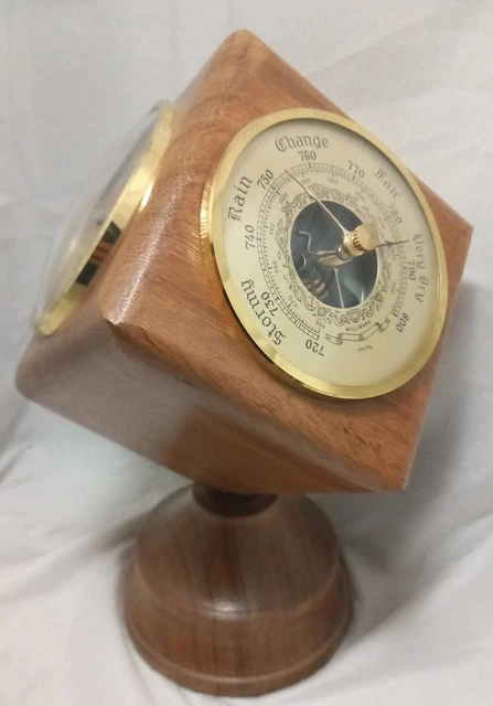 VINTAGE WEATHER STATION, 3 Face Cube, Barometer, Temperature, Rel ...