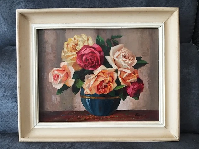 TABLEAU ANCIEN PEINTUR Huile XXèm Bouquet de Fleurs EUR 60,00 - PicClick FR