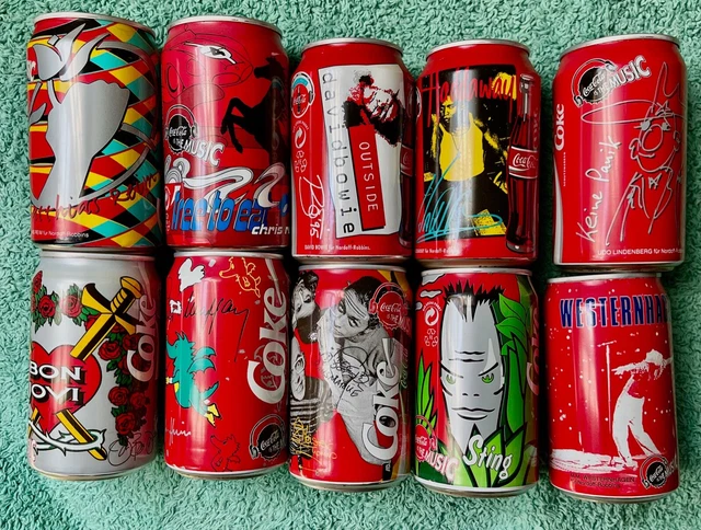 COCA-COLA AUS SAMMLUNG, 10 Dosen Thema MUSIK, 90er aus der Nordoff-Robbins-Serie EUR 8,00 ...