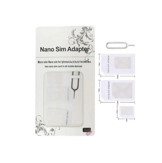 NANO, MICRO, MINI Sim Card Adapter Converter to Standard Sim Removal Pin EUR 1,08 - PicClick FR
