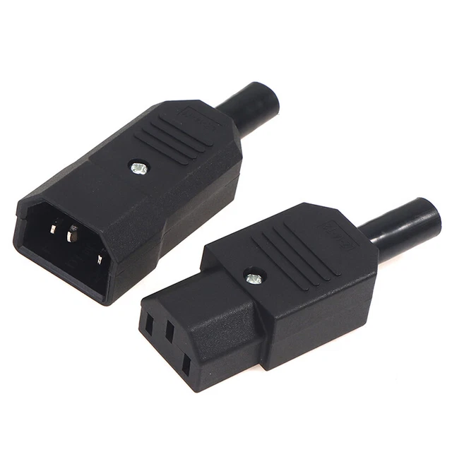 BLACK AC MALE Plug Female Plug Rewirable Power Connector 3 Pin Socket ...
