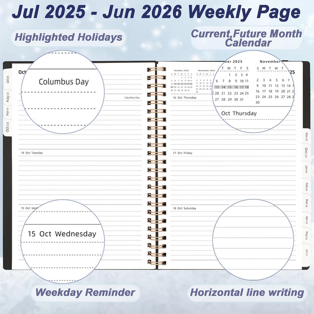 DAILY PLANNER 2025-2026, Jul.2025-Jun.2026, 6.2" x 8.4", 2025 Planner Weekly and £9.38 - PicClick UK