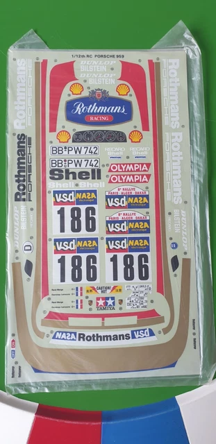 RARE VINTAGE TAMIYA RC Porsche 959 Rothmans Decal Sheet - NIP £130.72 ...