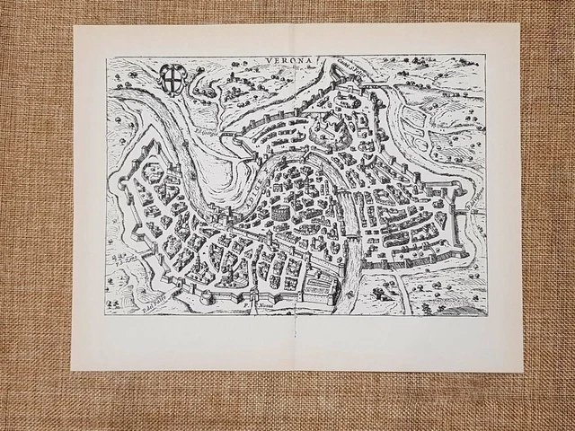 MAP OR MAP of Verona Itinerary of Italy year 1747 Scotto Anastatic ...