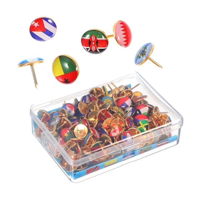 200PCS COUNTRY FLAGS Push Pins for Cork Boards Cork Board Thumb Tacks ...