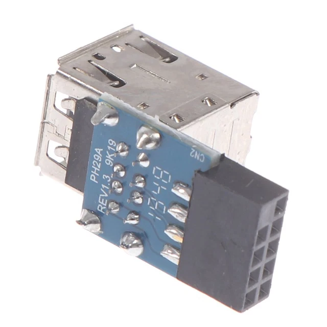 9-PIN MOTHERBOARD TO 2 Ports Usb 2.0 A Female Internal Header Adapt JR ...