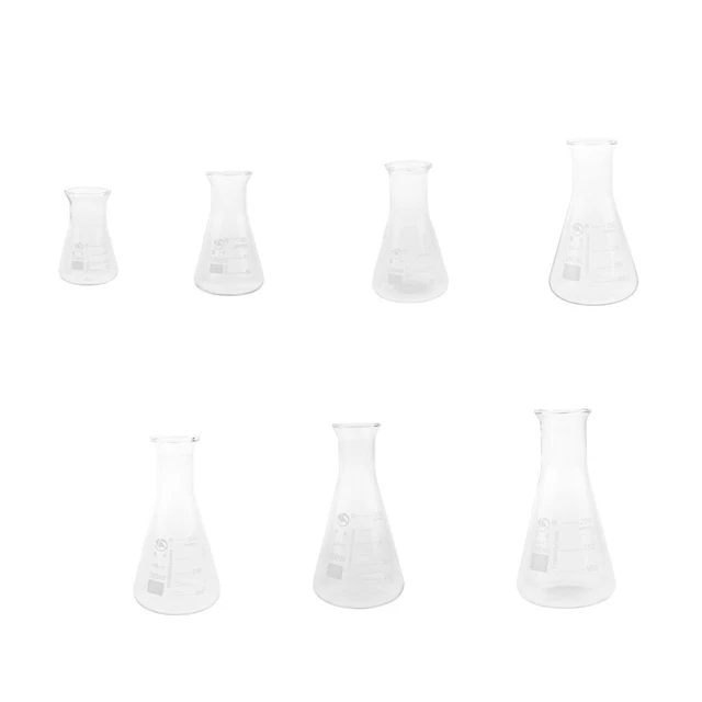 LABORATORY 50-200ML BOROSILICATE Glass Conical Erlenmeyer Flask ...