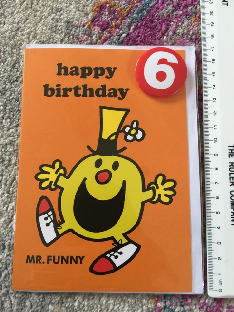 MR MEN LITTLE Miss Happy Birthday Card Little Mr Funny With 6 Badge £2. ...