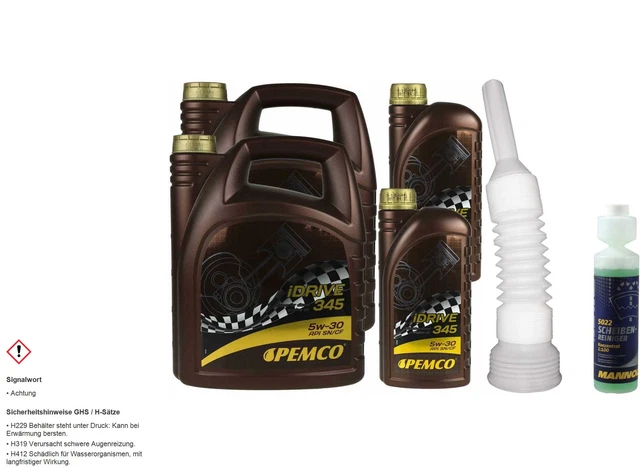 HUILE MOTEUR 12 L PEMCO iDRIVE 345 5W-30 API SN/CF avec tuyau + nettoyant pour vitres EUR 77,87 ...