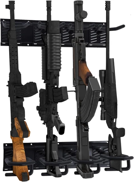 RIFLE GUN RACK Wall Mount Adjustable Heavy Duty Steel Indoor Gun Racks ...