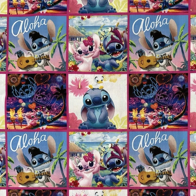 DISNEY LILO & Stitch Angel Ohana Hawaiian Character Poly Cotton Fat ...