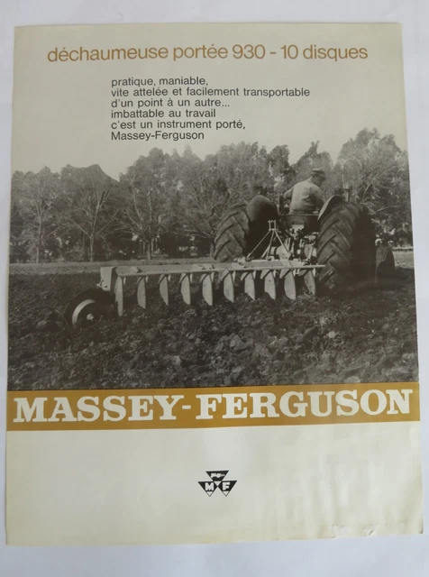 BROCHURE MASSEY FERGUSON Déchaumeuse portée 930-10 disques (fiche recto verso) EUR 2,50 ...