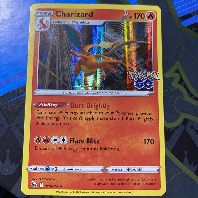 CARTE POKÉMON CHARIZARD Holo Rare 10/78 Pokemon Go Holo Anglais presque comme neuf EUR 2,20 ...