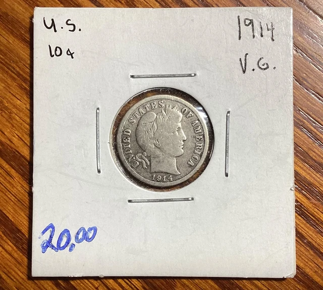 USA 1914 BARBER Dime 1 Dime Silver Coin (VF) $18.35 - PicClick CA