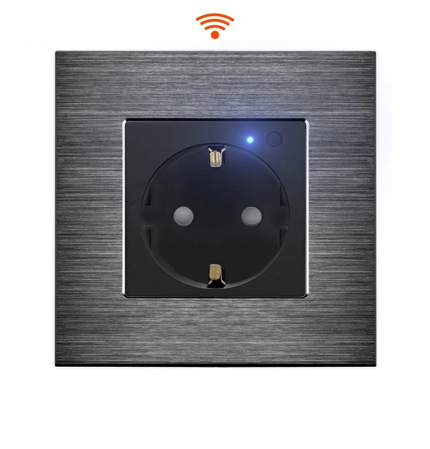 WIFI STECKDOSE STECKDOSEN WLAN Wandsteckdosen Schuko Alexa Alu Rahmen ...