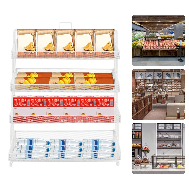 4 TIERS RETAIL Candy Display Rack Shelving Snack Organizer for ...