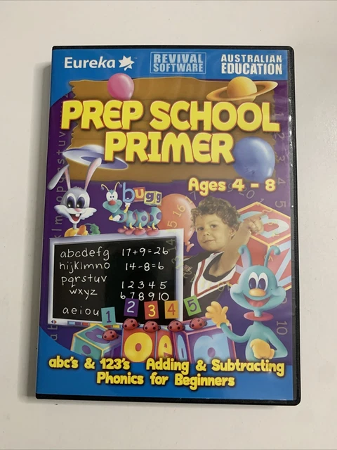 PREP SCHOOL PRIMER Ages 4-8 PC CD-ROM Windows ABC's, Adding ...