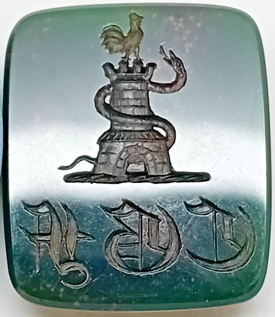 ANTIQUE WAX SEAL Tower Rooster Cockerel Snake Serpent Cgf Scottish ...