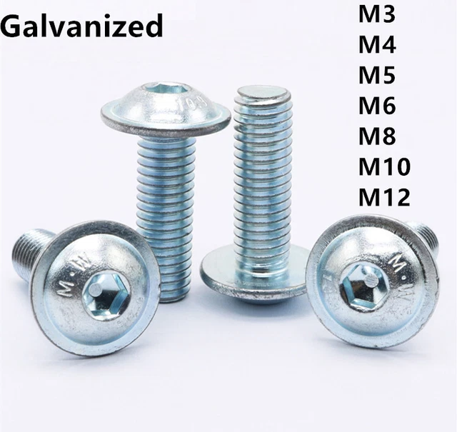 GALVANIZED STEEL HEX Socket Bolt Button Flanged Washer Head Screw M3 M4 M5 M6 M8 £13.20 ...