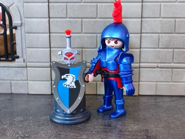 PLAYMOBIL LOT CHEVALIER bleu métal Excalibur moyen âge château vintage ...