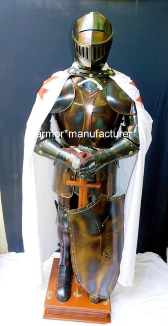 MEDIEVAL KNIGHT SUIT of Templar Armor Combat Full Body Armour Stand £572.99 - PicClick UK