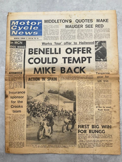 MOTOR CYCLE NEWS - 11 February 1970 - Tor M-X, Chris Vincent - Vintage ...