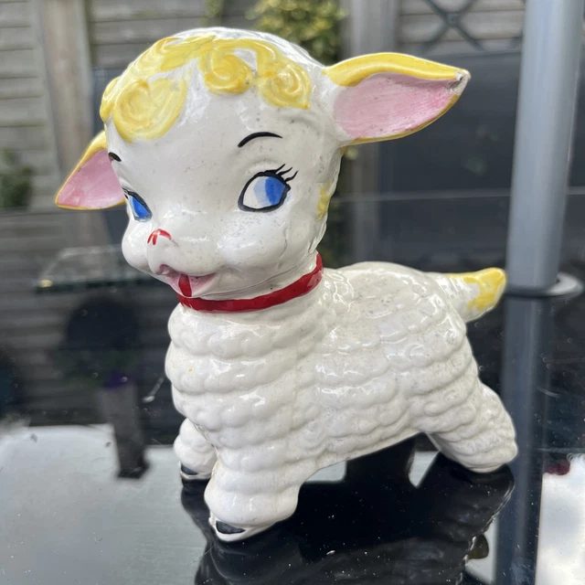 RARE VINTAGE KITSCH ceramic lamb money box 50s No Stopper £13.20 ...
