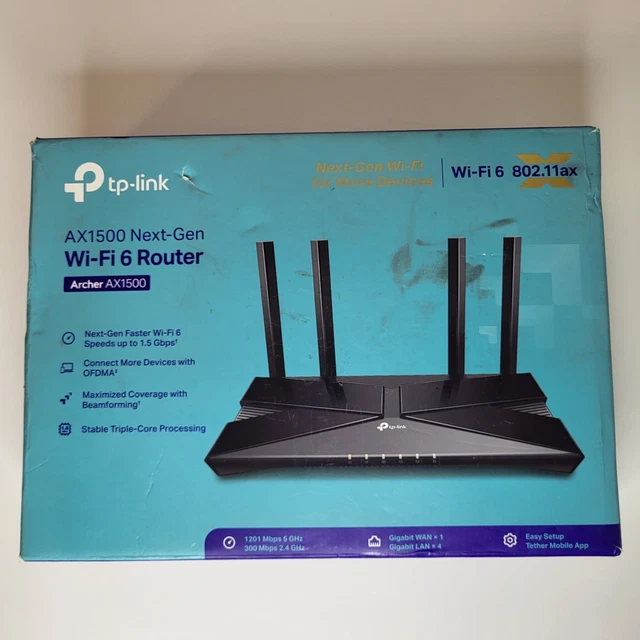 TP-LINK ARCHER AX1500 Next-Gen Wifi 6 Router, Black 4 Antenna Wi-Fi 6 1 ...