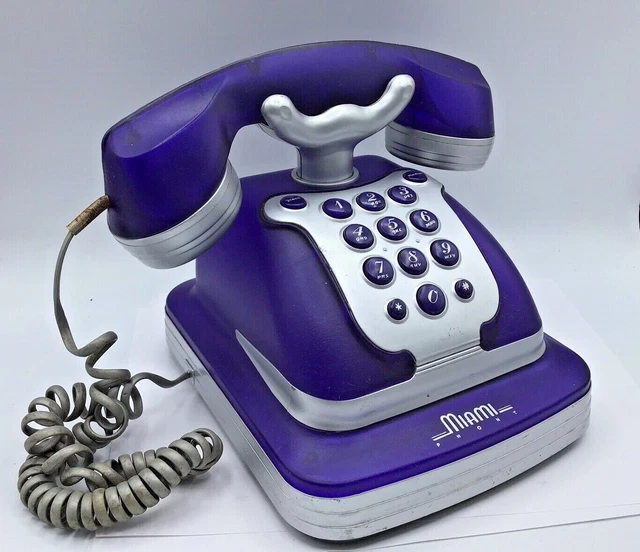 VINTAGE MIAMI TOUCH tone telephone Electric blue & Silver - READ ...