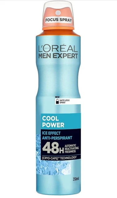 L'ORÉAL MEN EXPERT Cool Power 48H Anti-Perspirant Ice-Effect Spray Deodorant £4.61 - PicClick UK