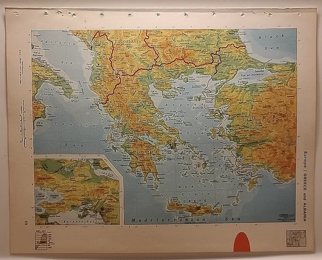 VINTAGE GREECE ATLAS Map from a 1967 Mid-Century Modern World Book ...