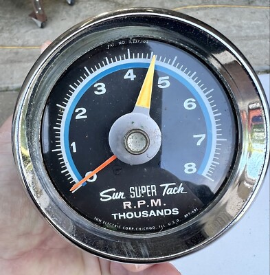 RARE 1970 SUN SUPER TACH MODEL SST-806 Tachometer 8,000 rpm 8K SIX ...