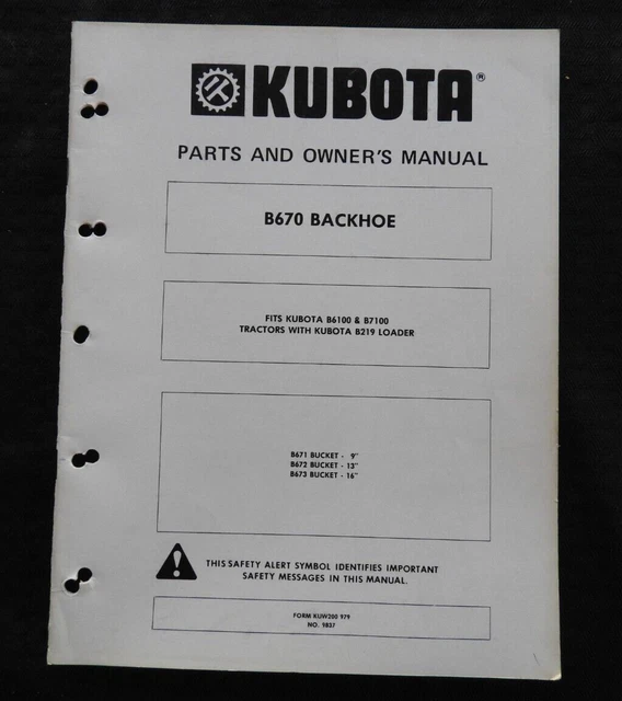1970S KUBOTA B6100 B7100 TRACTOR 670 B670 BACKHOE" OPERATOR PARTS CATALOG MANUAL $32.14 ...