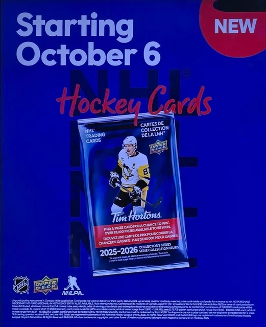 2025-26 UPPER DECK Tim Hortons Hockey Cards 1 Pack -Per order - $0.34 ...