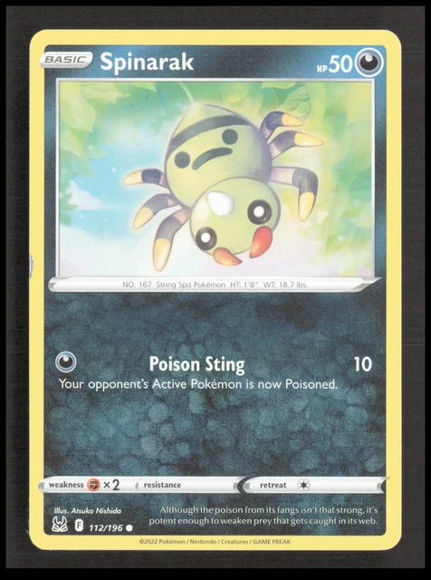 SPINARAK 112/196 COMMON SWSH11: Lost Origin Pokemon tcg Card CB-1-2-B-4 ...