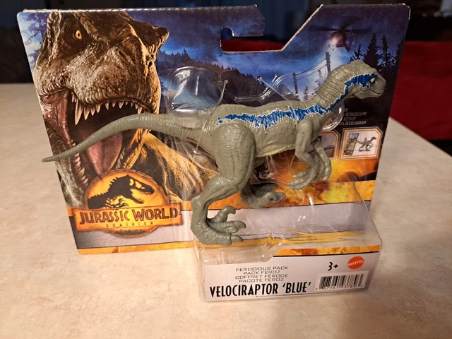 MATTEL JURASSIC WORLD Dominion Ferocious Pack VELOCIRAPTOR BLUE ...