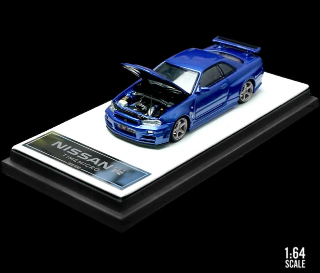 TM 1:64 BLUE JDM GTR R34 Skyline Racing Sports Model Toy Diecast Metal ...